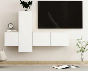 vidaXL 3dílný set TV skříněk dřevotříska [3078759] Barva: bílá s vysokým leskem