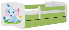 Dětská postel Babydreams slon s motýlky zelená