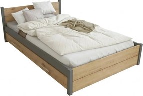 EB Postel z masivu Iris Double 120x200 cm, GRAFIT/Dub Artisan