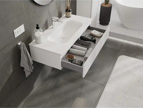 Mexen Rivel, koupelnová skříňka 100 cm s umyvadlem Vela, 1 zásuvka, drážkovaná, bílá matná, 91A20-10023-1-BF01-W23M01