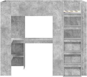 Rám patrové postele se stolem Betonově šedá 100 x 200 cm 3410462