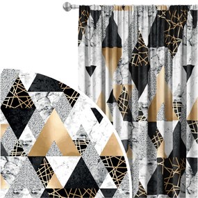 Záclona na žabky Geometrie elegance - minimalistický vzor s imitací mramoru a zlata