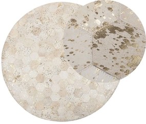Kožený koberec béžový ⌀ 140 cm ZEYTIN Beliani