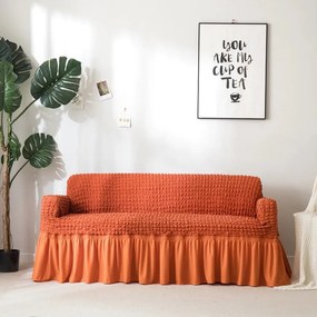 Jednobarevný elastický potah na pohovku či křeslo Barva: tmavě oranžová, Velikost: 3 místná 170 x 220 cm