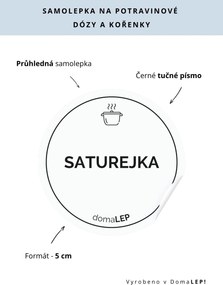 Samolepka na kořenky SATUREJKA průhledná 5 cm tučné písmo