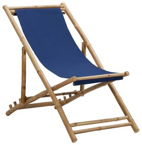 Kempingová židle bambus a plátno námořnická modrá,  313019 HangarStore.cz
