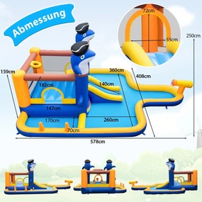 Costway 7 v 1 vodní skluzavka Park nafukovací skákací dům s bazénkem, barvitý