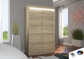 ADRK Furniture Posuvná skříň s LED osvětlením BENISSO 120