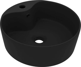 Luxusní umyvadlo s přepadem matné černé 36 x 13 cm keramické 147041