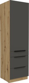 ARIA pa | vysoká skříňka 60 DKS-210 3S1F potravinová | UNI DVÍŘKA | 60 cm | PREMIUM BOX | artisan/šedá grafit