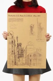 Plakát úžasné stavby, Pařížská Socha svobody, č.209, 50.5 x 36 cm