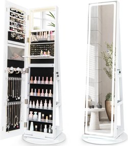 Costway Šperkovnice se zrcadlem Šperkovnice zrcadlová – 54,5 × 54,5 × 160 cm