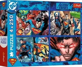 TREFL Puzzle Odvaha Supermana / 4x 250 dílků / 33,9 x 23,9 cm / věk 7+