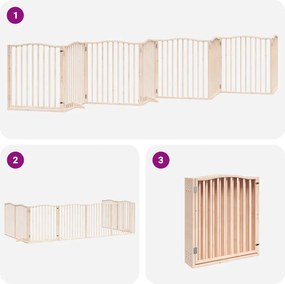 Zábrana pro psy s dvířky skládací 8 panelů 640 cm topol 3155614