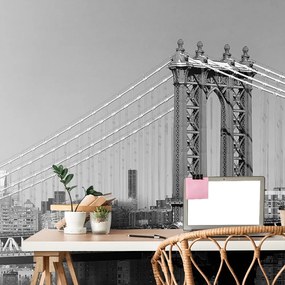 Tapeta most v New Yorku černobílý - 450x300 cm