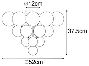 Stropní svítidlo černé s kouřovým a čirým sklem 10-světlo - Bonnie