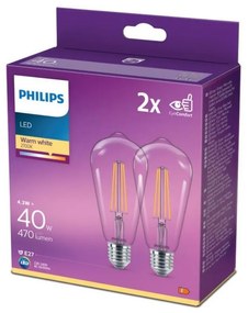Philips | SADA 2x LED Žárovka VINTAGE Philips ST64 E27/4,3W/230V 2700K | P6090