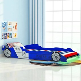 Dětská LED postel závodní auto, 90x200 cm, modrá 243937