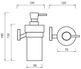Nástěnný dávkovač tekutého mýdla keramický, pumpička mosaz NIMCO KEIRA KE 22031KN-T-26