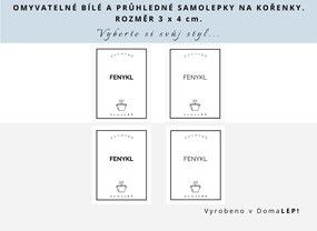 FENYKL - Samolepka na kořenky 3 x 4 cm - DomaLEP varianta: PRŮHLEDNÁ - tučné písmo