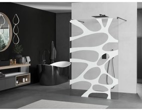Mexen Kioto, sprchová zástěna Walk-In 120 x 200 cm, 8mm čiré sklo bílý vzor, ​​grafitový profil, 800-120-002-66-97