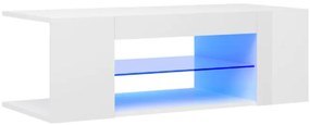 vidaXL TV skříňka s LED osvětlením bílá s vysokým leskem 90x39x30 cm