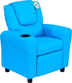 HOMCOM Dětské křeslo s funkcí polohování Mini pohovka pro děti 3-6 let Modrá s držákem na nápoje 62x52x69cm ideální do dětských pokojů | Aosom.de