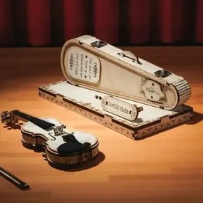RoboTime dřevěné 3D puzzle Viola / od 8 let / 62 dílků / Obtížnost: ní
