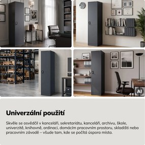 Skříň na spisy kartotéková na klíč antracitová, 450x1850x600 mm: ALEX D600