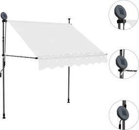 Ručně zatahovací markýza s LED světlem 100 cm krémová 145869