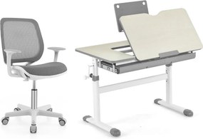 Costway Výškově nastavitelný dětský psací stůl + dětská otočná židle set – modrý