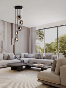 LED stmívatelný černo-šedý moderní lustr Skia 220