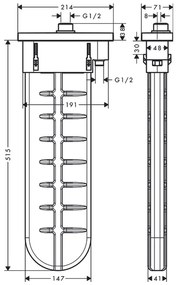 Hansgrohe sBox, průchodka vytahovací sprchy s hadicí, pro montáž na okraj vany, oválná, chromová, HAN-28020000
