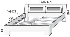 Postel Sofia, čelo oblé 2výplně 180,160 Domestav F128 Materiál: Buk cink, Povrchová úprava: Olej, Specifikace: 180x200