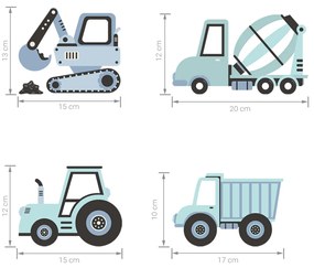Nástěnné samolepky STAVEBNÍ AUTA modré