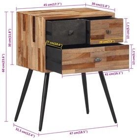Noční stolek 47 x 31,5 x 60 cm masivní teakové dřevo - Default Title