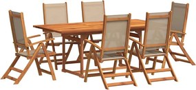 7dílný zahradní jídelní set masivní akáciové dřevo a textilen 3279317