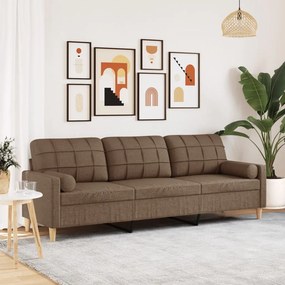 3místná pohovka s polštáři hnědá 210 cm textil 3278204