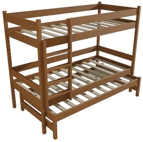 Vomaks Patrová postel s výsuvnou přistýlkou PPV 013 Rozměr: 80 x 200 cm, Barva: bezbarvý lak, Prostor mezi lůžky: 80 cm