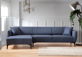 Hanah Home rozkládací modrá pohovka BELISSIMO s lenoškou vlevo 560ARE1805
