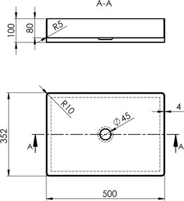 Sapho AURUM nerezové umyvadlo na desku 50 x 35,2 cm včetně výpusti bez přepadu zlatá mat AU203