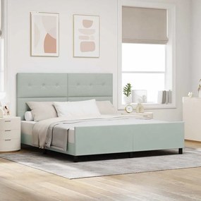 Postel s boxspringem s čelo Světle šedá 180 x 200 cm samet 3344957