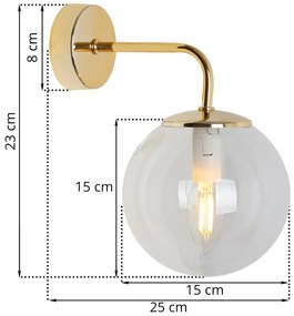 Nástěnné svítidlo Paris 2, 1x čiré skleněné stínítko, G