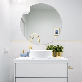 Invena Gabro, vysoká umyvadlová baterie, bílá-zlatá, INV-BU-33-W13-V