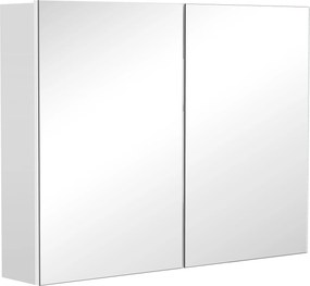 HOMCOM Koupelnová Skříň s Zrcadlem, 2-Dveřová Skříň s 3 Policemi Moderní Styl pro Ložnici a Obývací Pokoj 80x15x60 cm Světle Fialová