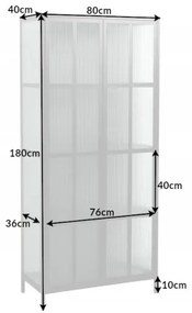 Vitrína Dura Steel 180cm černé žebrované sklo/ 41724