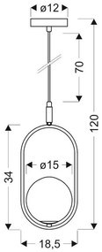 Candellux Černý závěsný lustr Cordel pro žárovku 1x G9