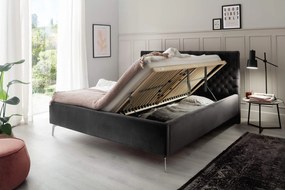 Čalouněná postel oliver s úložným prostorem 180 x 200 cm antracitová MUZZA