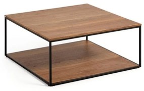 Hnědý konferenční stolek s deskou v dekoru ořechového dřeva 80x80 cm Yona - Kave Home