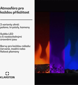Klarstein Inteligentní elektrický krb Galeras, 2 nastavení teploty, 16 - 30°| Iluze plamene LED, Možnost připojení k IOT